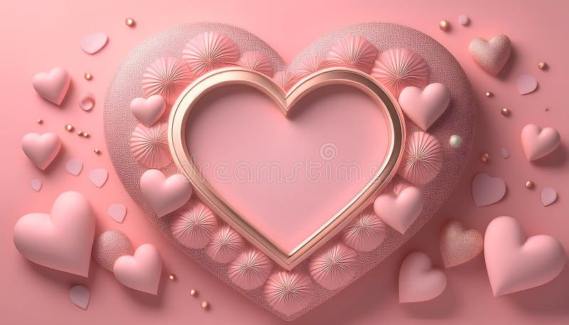 A Heart-shaped Frame with Small Elements Surrounds a Pastel Pink ...