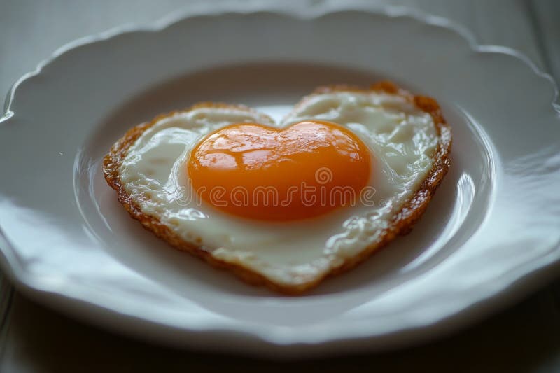 Heart-shaped Fried Egg Creating a Charming Breakfast Presentation Stock ...