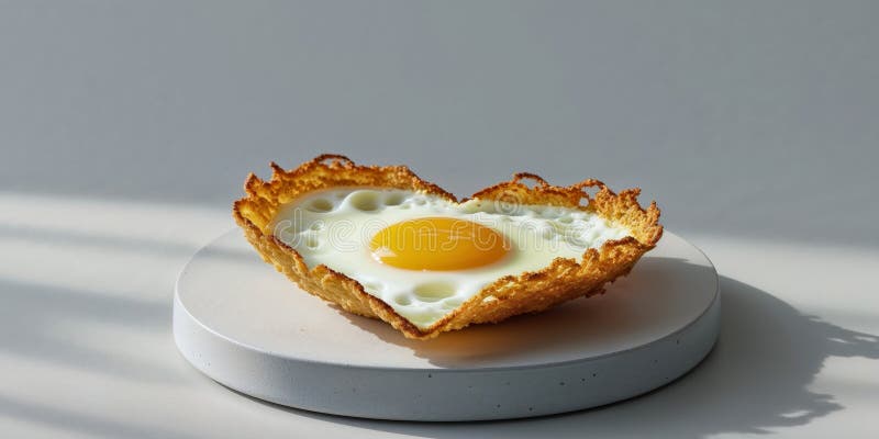 Heart Shaped Fried Egg on Grey Background. Stock Image - Image of ...