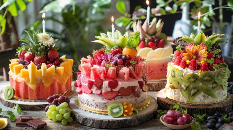 Heart-Shaped Fruit Cake Display in Natural Setting Generative AI Stock ...