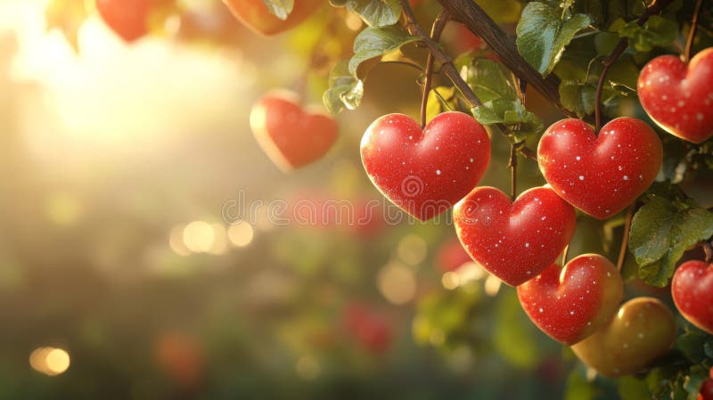 Heart Shaped Fruits Grow on a Tree Branch Stock Illustration ...