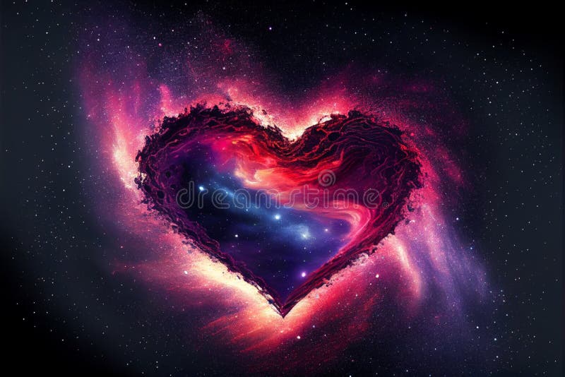 Heart Shaped Galaxy. AI Generated Stock Illustration - Illustration of ...