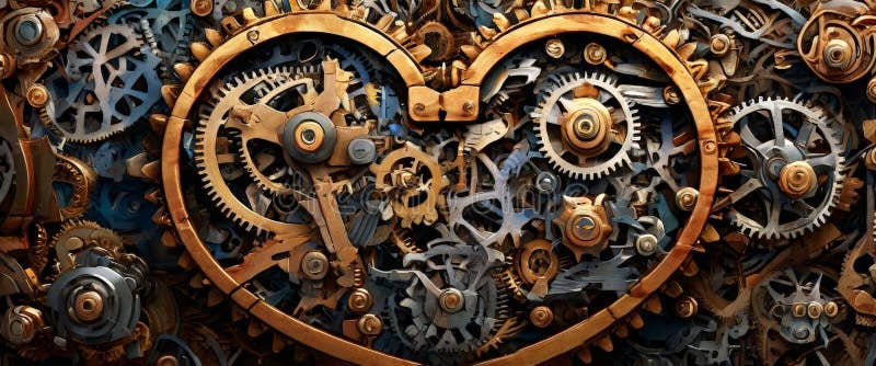 Heart-shaped Gears and Cogs in a Mechanical Design Stock Photo - Image ...