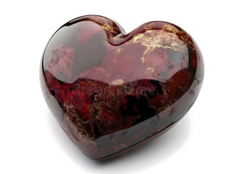 A Heart-shaped Gemstone with a Deep Red and Burgundy Marbled Pattern ...