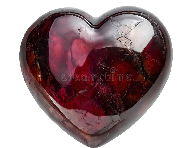 A Heart-shaped Gemstone with a Deep Red and Burgundy Marbled Pattern ...