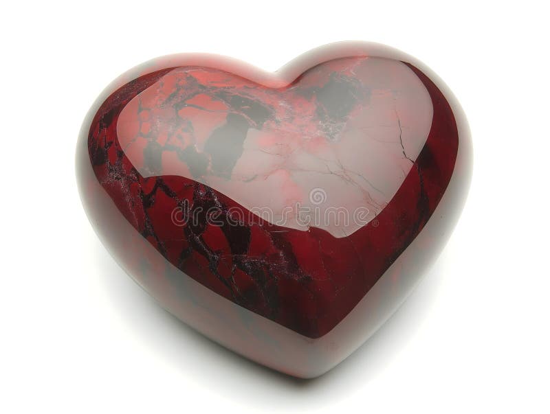 A Heart-shaped Gemstone with a Deep Red and Burgundy Marbled Pattern ...
