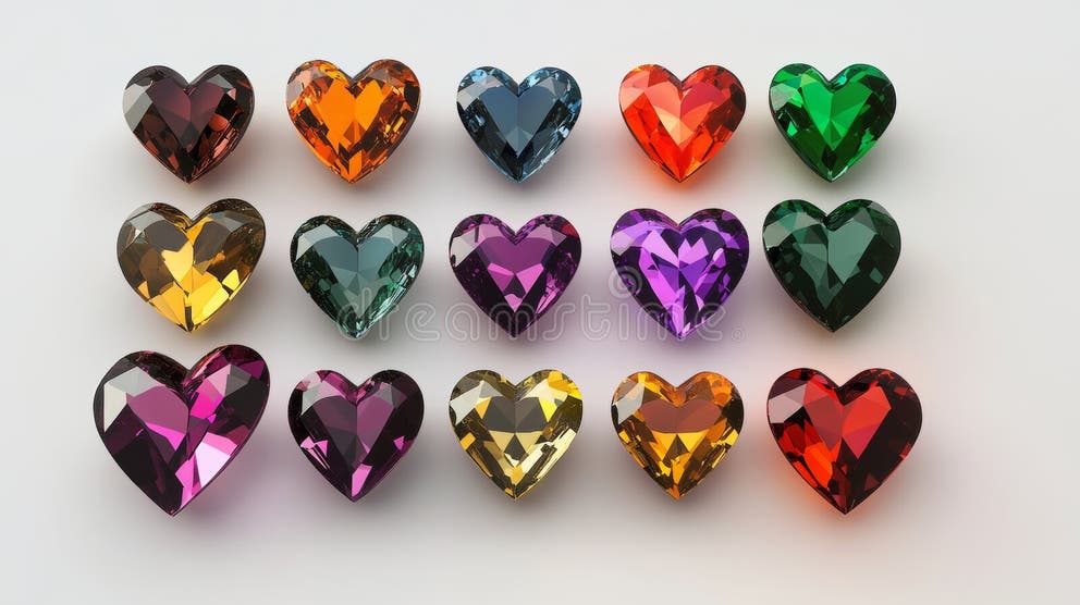 Heart-shaped Gemstone Element Set, Transparent Background Stock Photo ...