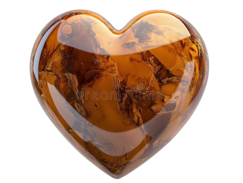 A Heart-shaped Gemstone in a Rich Amber Hue, Showcasing Its Smooth ...