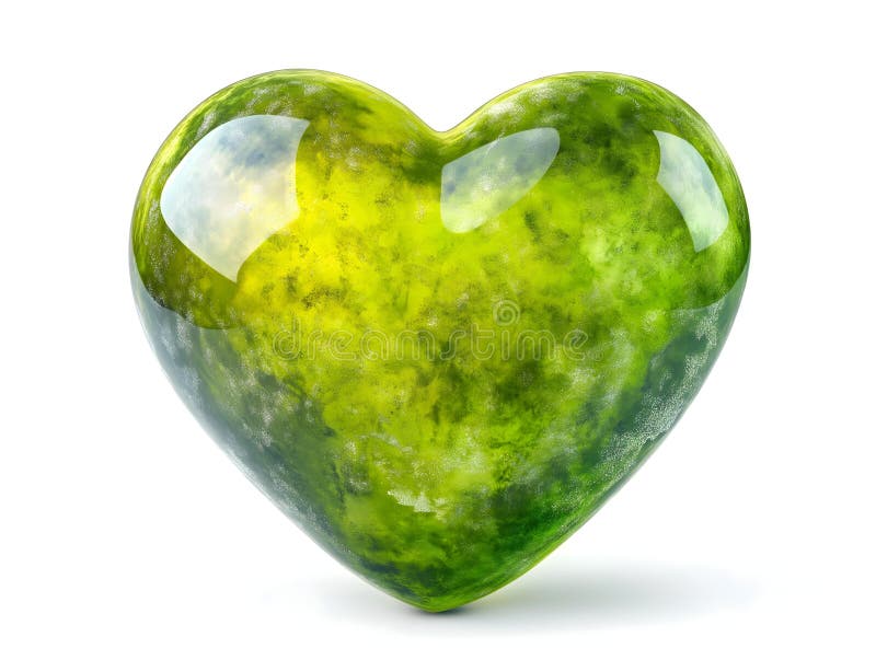 A Heart-shaped Gemstone in Vibrant Green, with Subtle Textures and ...