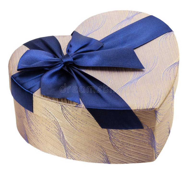 Heart-shaped Gift Box with Blue Bow Stock Image - Image of blue, ribbon ...