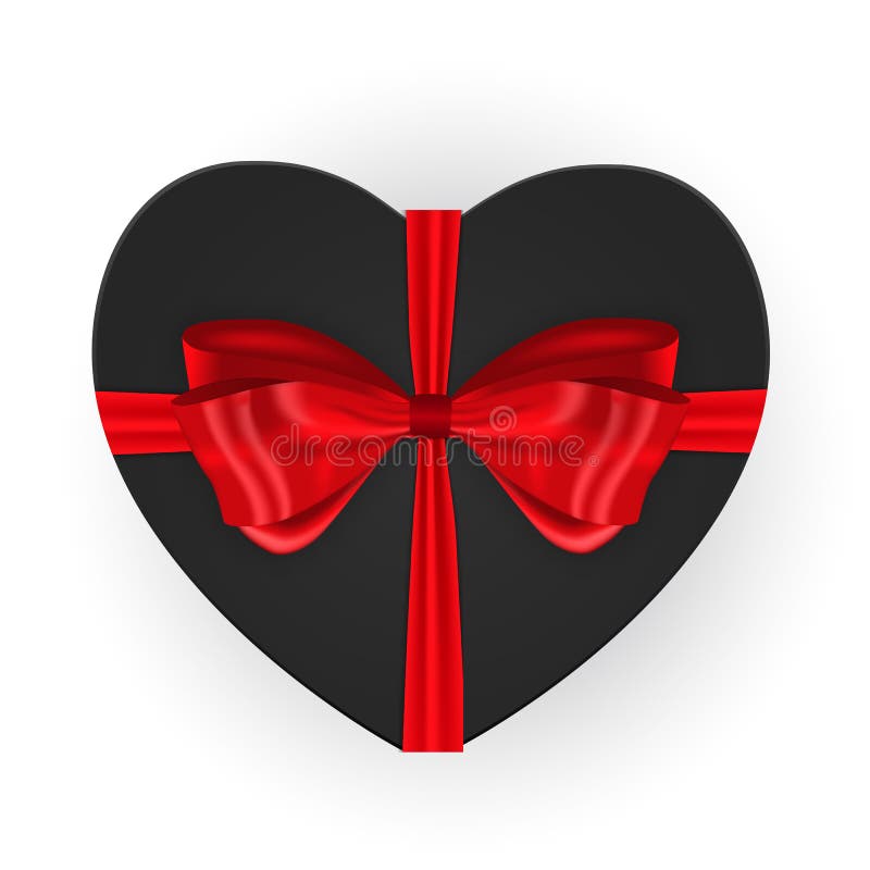Heart Shaped Gift Box with Bow. Vector Illustration Stock Illustration ...