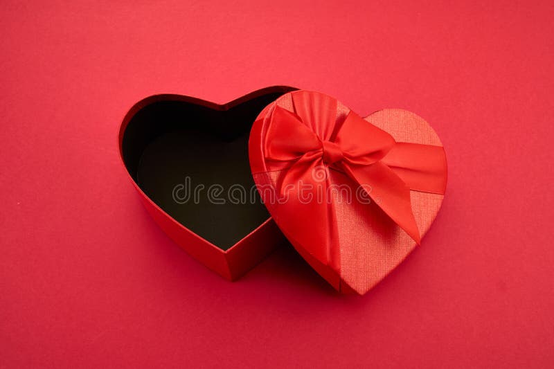 Heart Shaped Gift Box for Valentine S Day on Red Background Stock Image ...