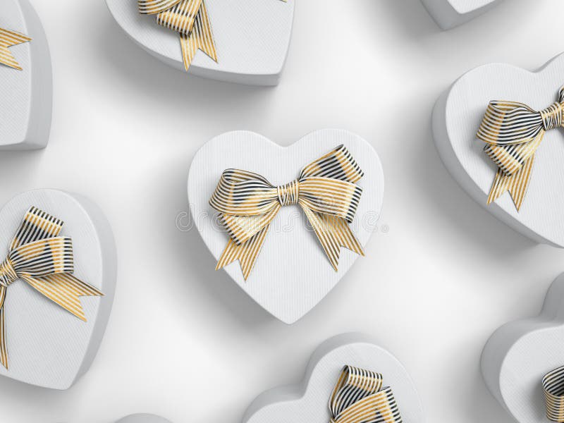 Heart Shaped Gift Boxes. Top View. Stock Illustration - Illustration of ...