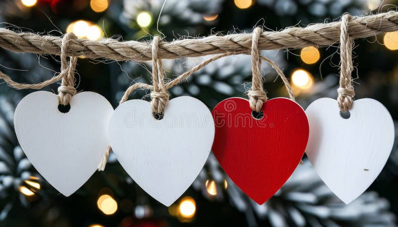 Heart Shaped Gift Tags on Rope on Festive Backdrop for Valentine S Day ...