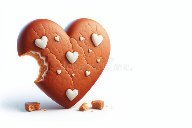 Heart-shaped Gingerbread with the Edge Bitten Off. Space for Text ...