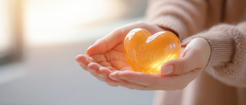 The Heart-Shaped Glass Object Held with Care in Gentle Hands AI ...