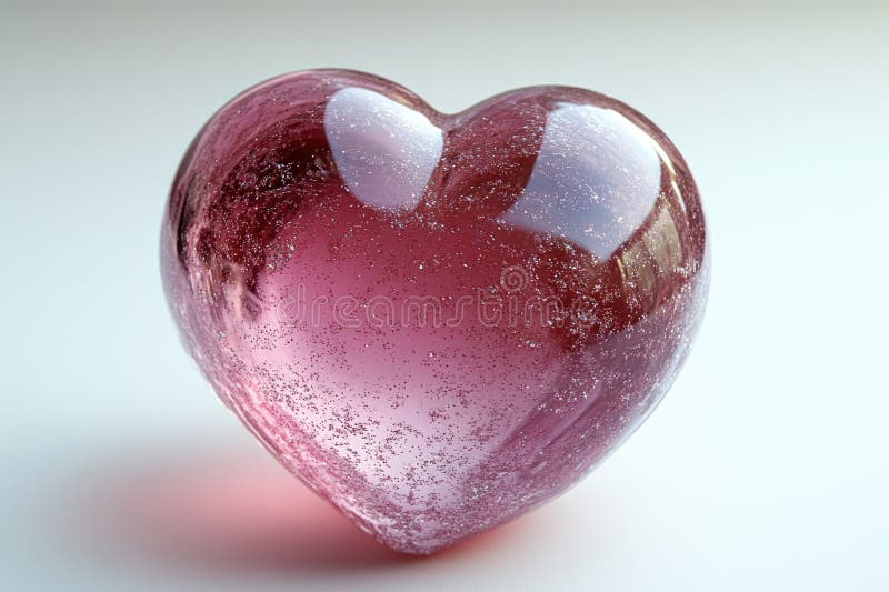 A Heart Shaped Glass Object on a White Surface Stock Image - Image of ...