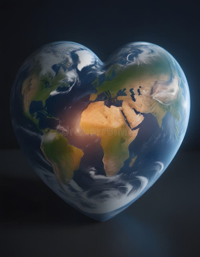 Heart-shaped Globe Beating for the Planet. Stock Illustration ...