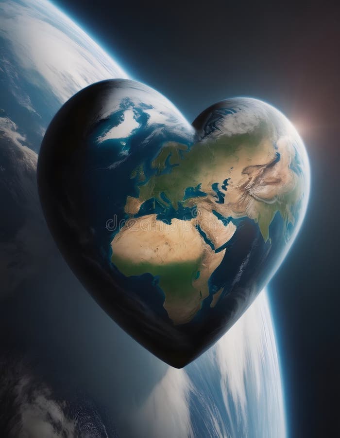 Heart-shaped Globe Beating for the Planet. Stock Illustration ...