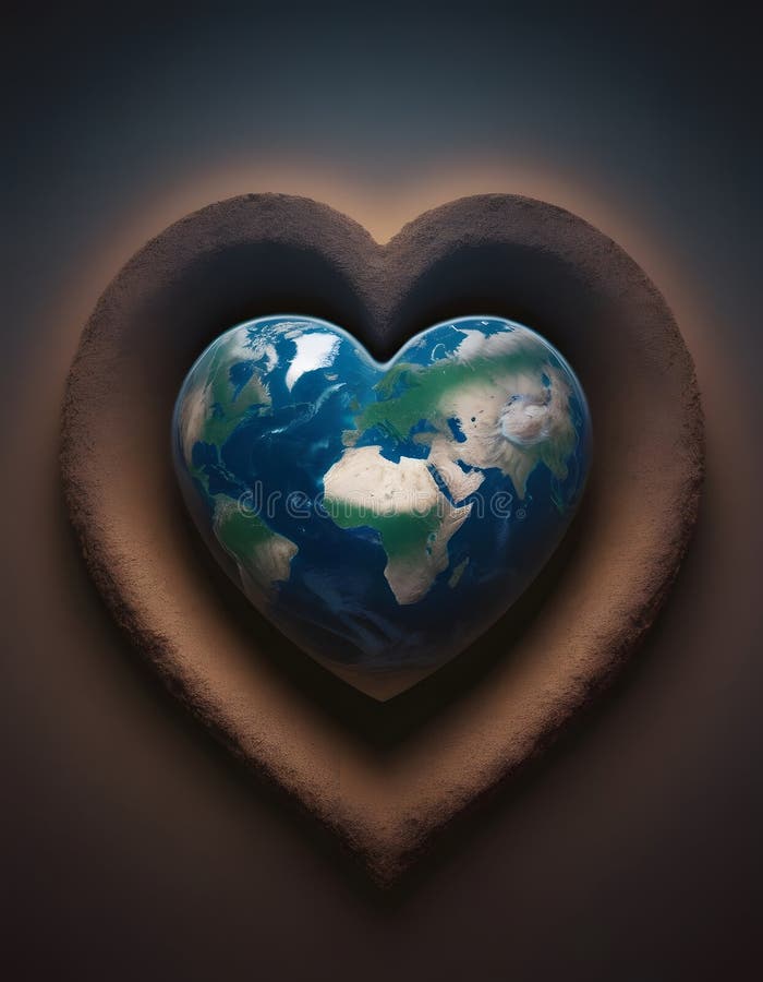 Heart-shaped Globe Beating for the Planet. Stock Illustration ...