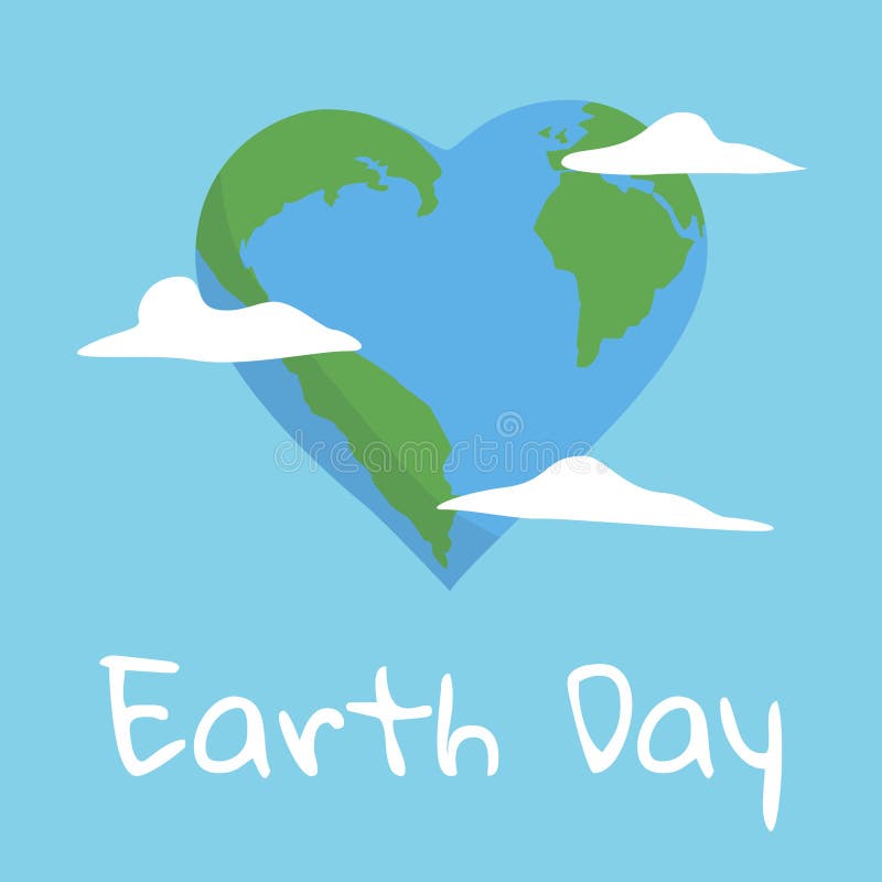 A Heart-shaped Globe and Clouds. Concept for Earth Day, Ecology, Care ...
