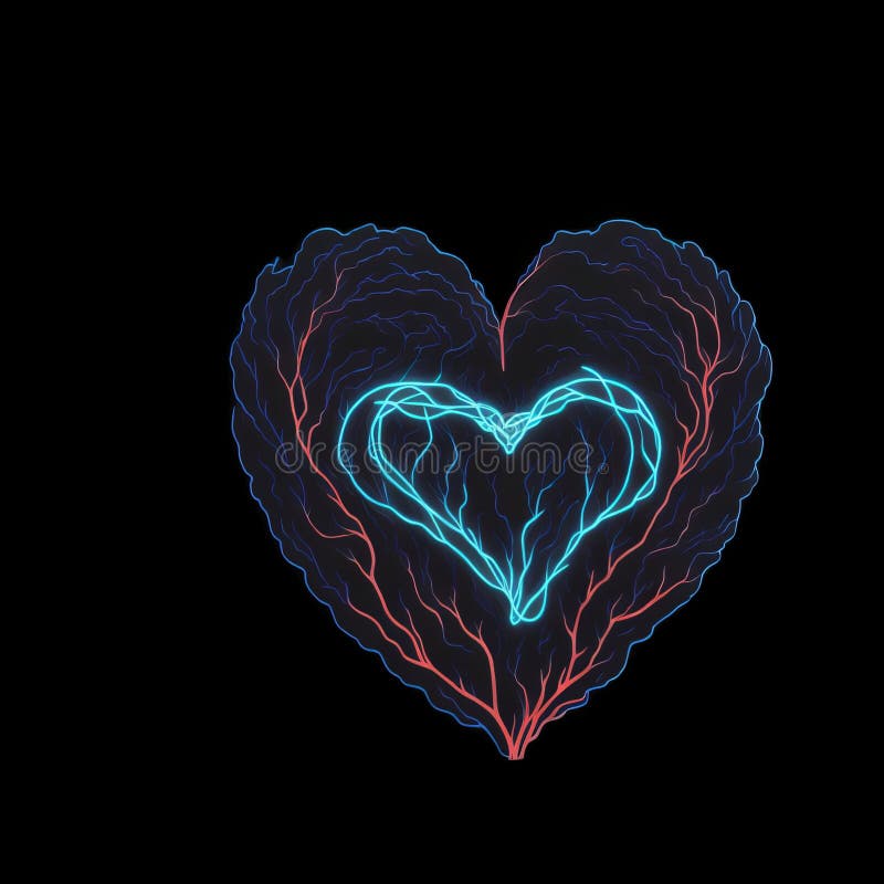 Glowing Heart or Black Background of Human Body Generative Ai Stock ...