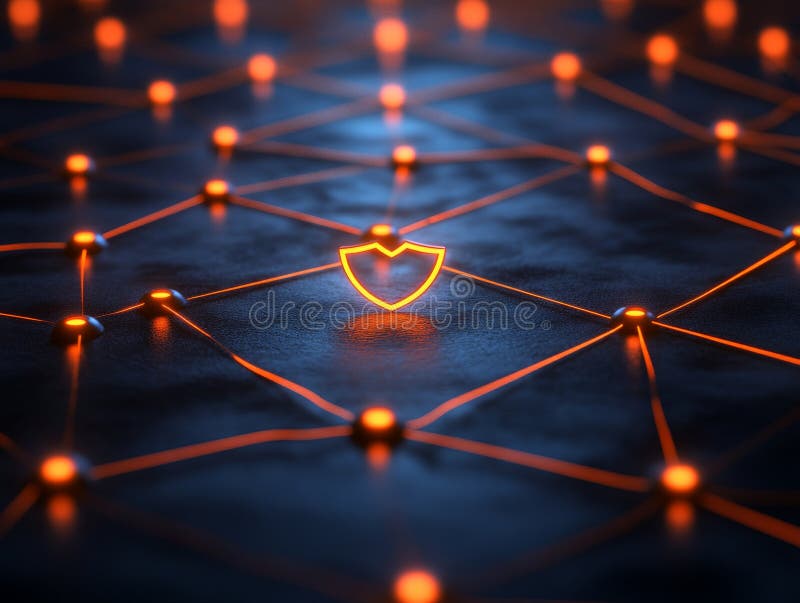 Heart Shaped Glowing Node within Illuminated Network Grid Symbolizing ...