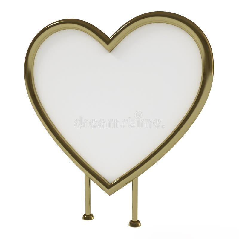 Heart-shaped Golden Sign Board, Isolated on White Stock Illustration ...