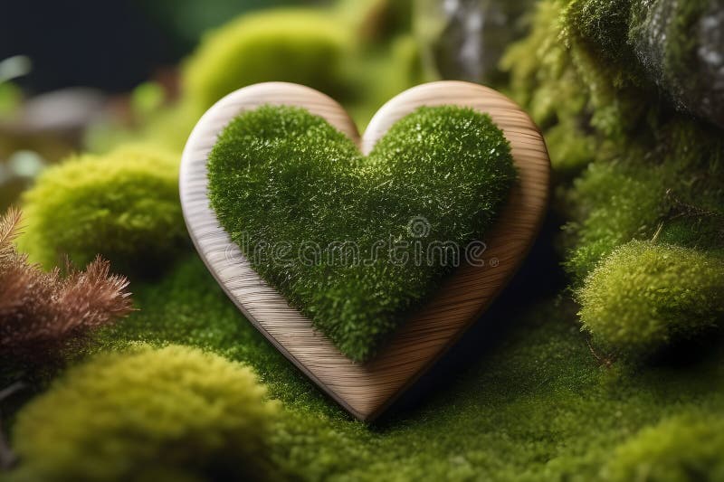 Heart Shaped Grass. Generative AI Stock Illustration - Illustration of ...