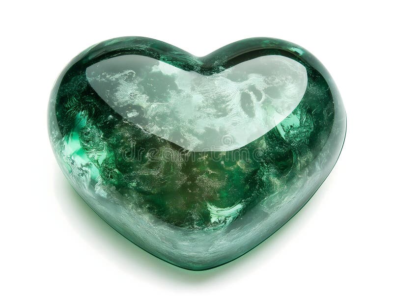 A Heart-shaped Green Gemstone with Subtle Internal Patterns, Isolated ...