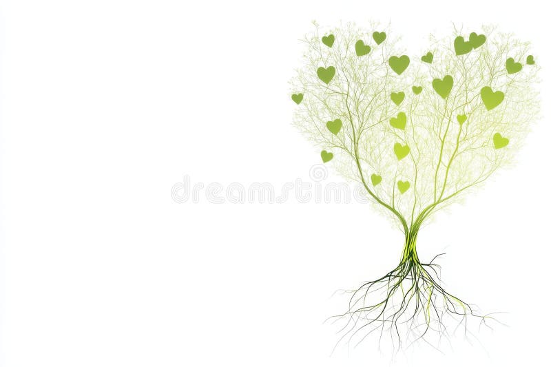 Heart-Shaped Green Tree with Roots Symbolizing Growth and Love Stock ...