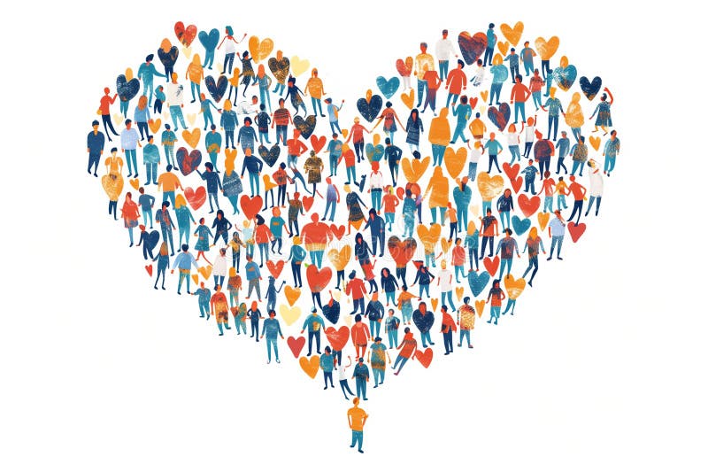 Heart Shaped Group of People Standing Together Stock Image - Image of ...