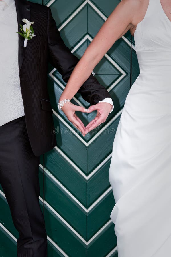 Heart Shaped Hands of Bride and Groom on Wedding Stock Image - Image of ...