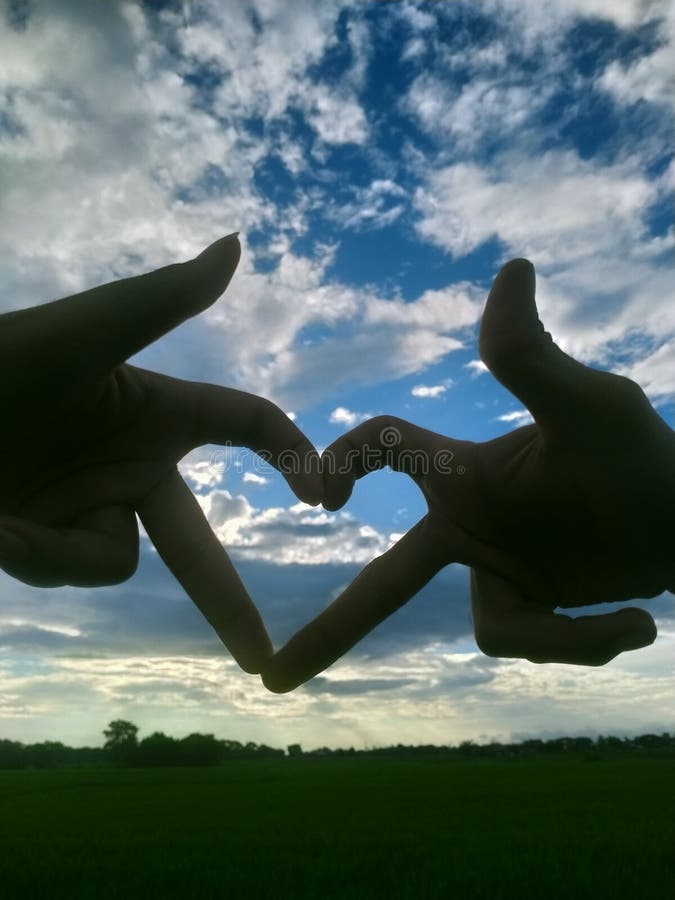 396 Hand Heart Shape Silhouette Blue Sky Stock Photos - Free & Royalty ...