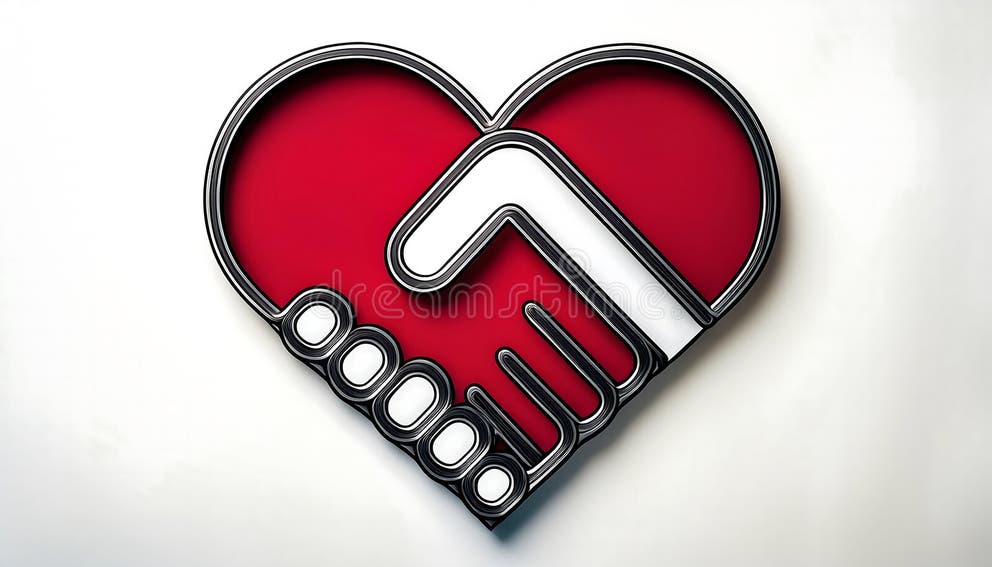 A Heart-shaped Handshake Icon, Vector Line Art, for Web and Mobile ...