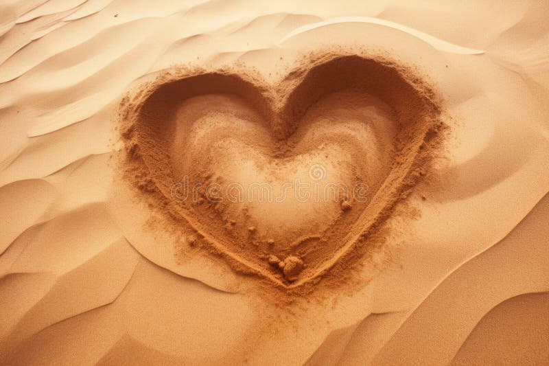 A Heart Shaped Hole in the Sand on a Beach Stock Illustration ...