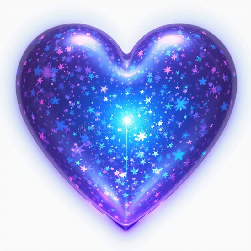 Heart-Shaped Hologram Projection Glowing in Blue and Purple Stock Image ...