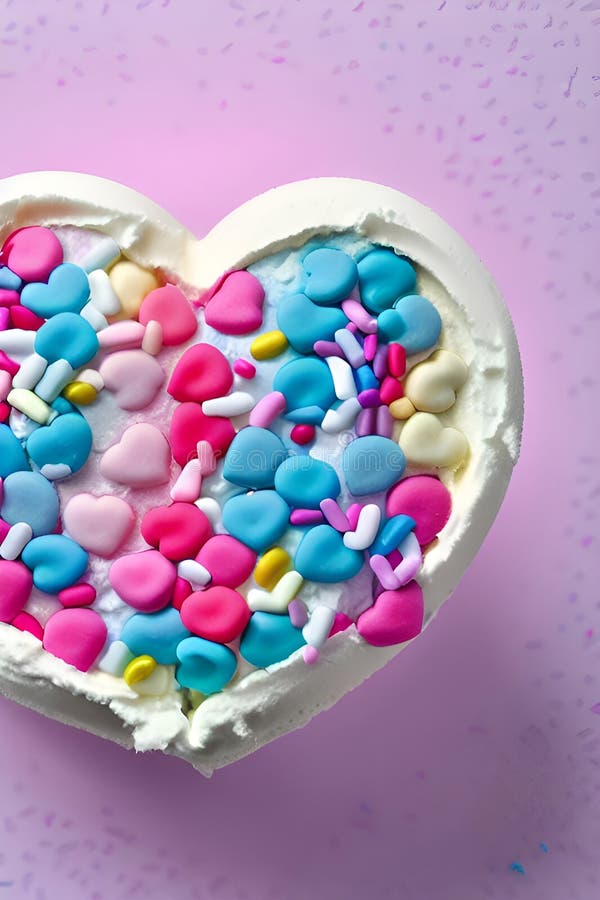 Heart Shaped Ice Cream with Heart Shaped Sprinkles Stock Illustration ...