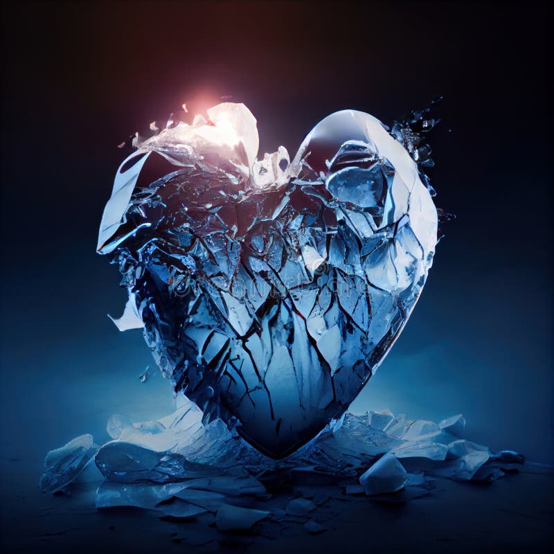 A Heart Shaped Ice Cube on Black Background. Stock Illustration ...