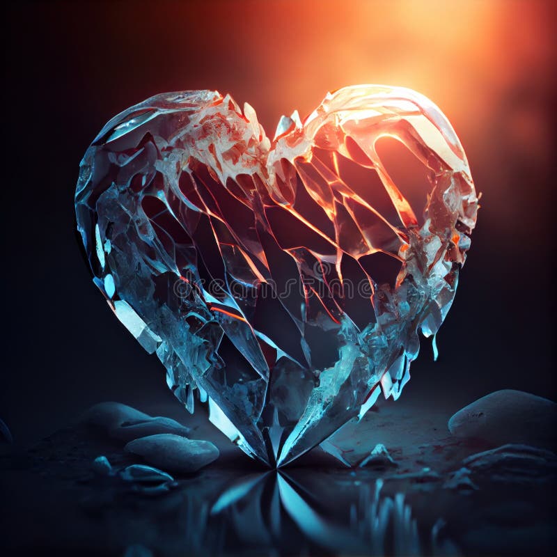 A Heart Shaped Ice Cube on Black Background. Stock Illustration ...