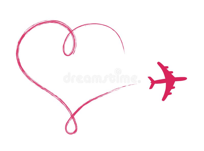 Heart Shaped Icon in Air, Made by Plane Stock Vector - Illustration of ...