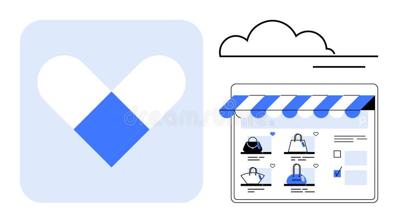 Online Storefront Showcasing Products with Heart-shaped Icon ...