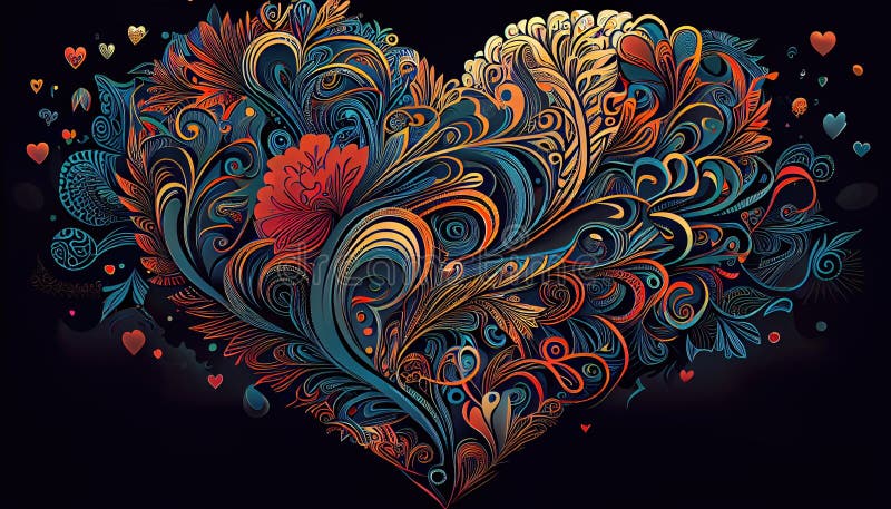 Heart-shaped Illustration with Intricate Patterns, Made with Generative ...