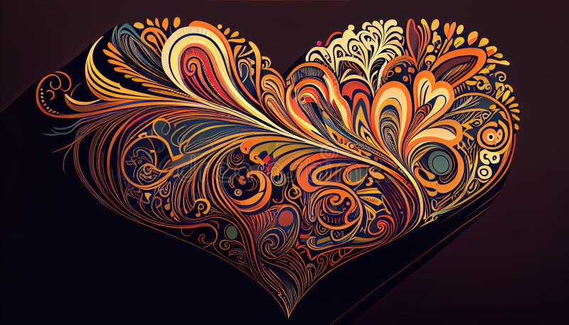 Heart-shaped Illustration with Intricate Patterns, Made with Generative ...