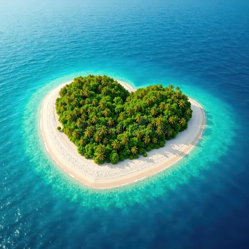 Heart Shaped Island, White Sand Beach, Clear Water , Water, Drone ...