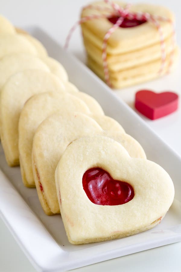 Heart Shaped Jam Filled Sugar Cookies Stock Image - Image of filled ...