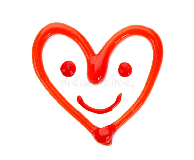 Heart Shaped Ketchup Isolated on White Background Stock Photo - Image ...
