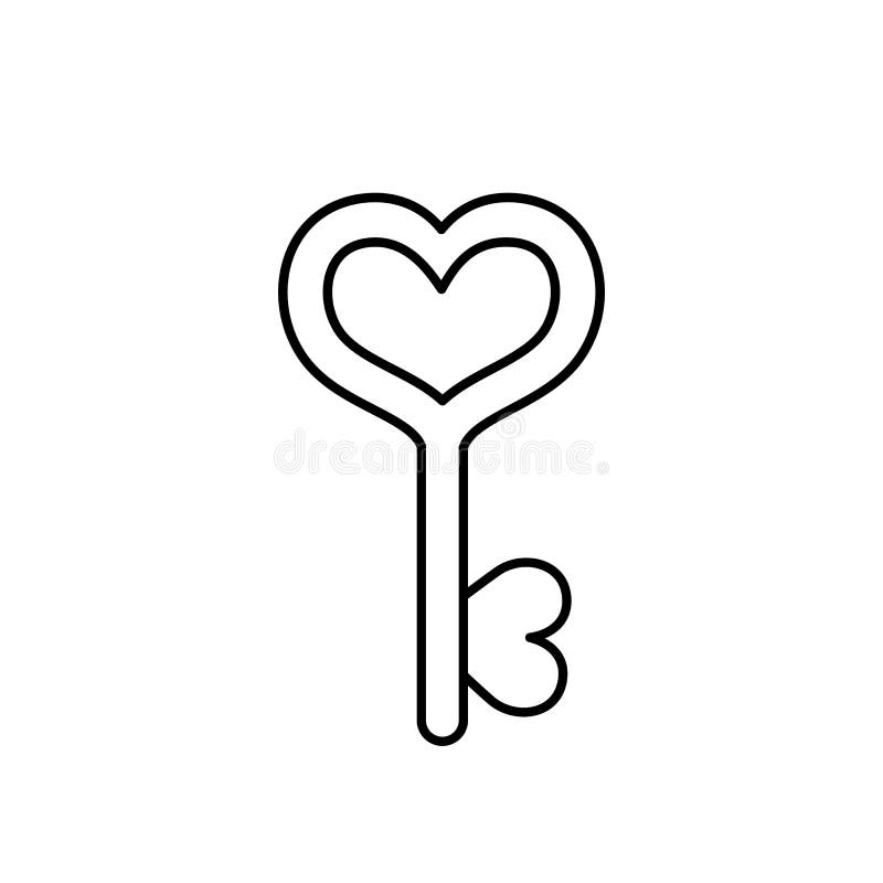 Heart Shaped Key. Vector Line. Editable Outline Stroke. Stock ...