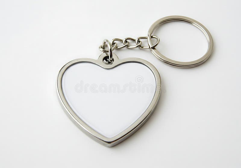 Heart Shaped Keychain with Silver Metal Frame and Chain Stock ...