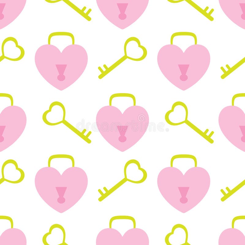 Heart Shaped Keys and Locks Seamless Pattern Stock Vector ...